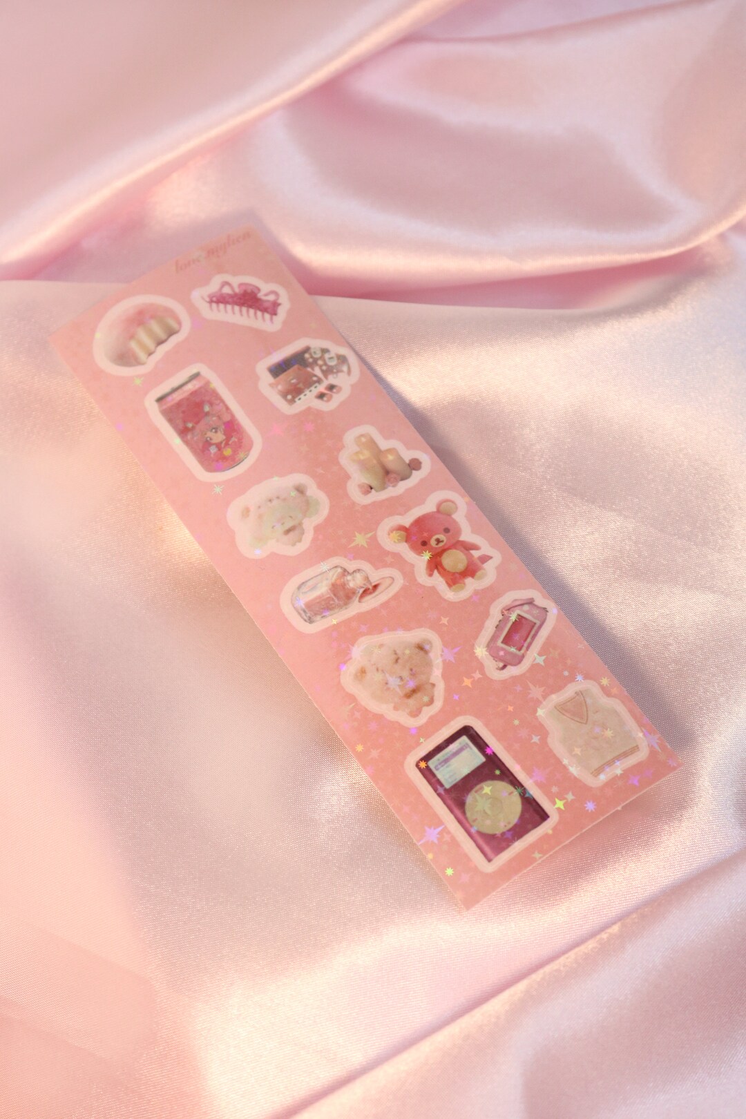 HOLOGRAPHIC Cute Pink PNG Sticker Sheet, Cute Stationery Bundle, Grab ...