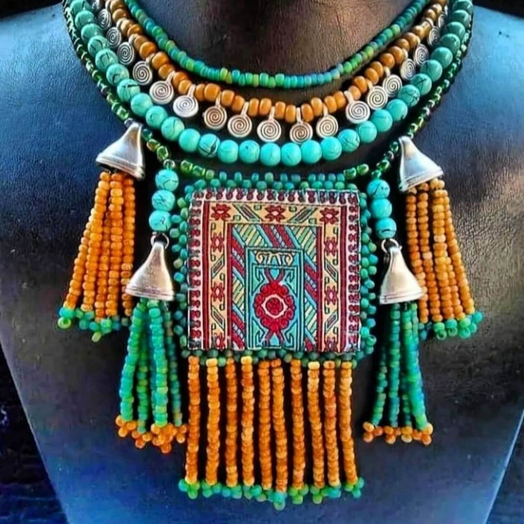 Authentic Handmade Necklace, Anniversary Gift Multi Strand Blue Boho ...