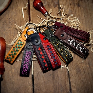 Personalized Leather Keychain, Leather Ornament Keychain, Many Colors ...