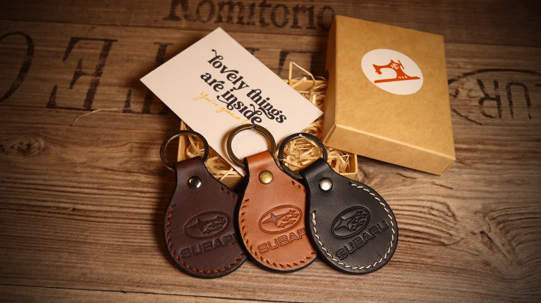 Customcar Leather Keychain, Leather Initial Keychain Personalized ...