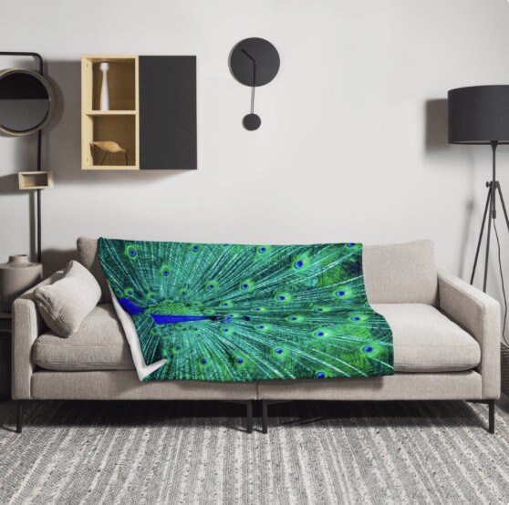Peacock Portrait Wildlife Bird Throw Blanket - Etsy