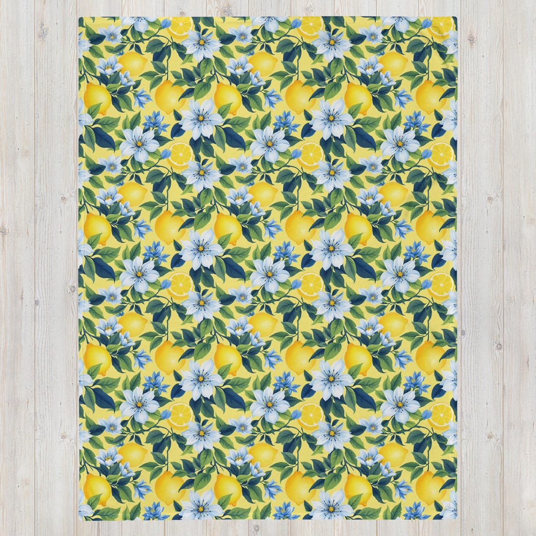 Lemons & Blooms Decorative Throw Blanket - Etsy