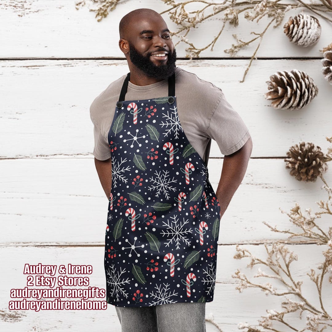 Snowflakes and Candy Canes Holiday Baking Custom Apron Adjustable: One ...