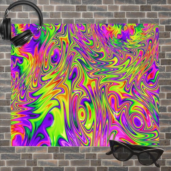 Psychedelic Neon Throw Blanket - Etsy