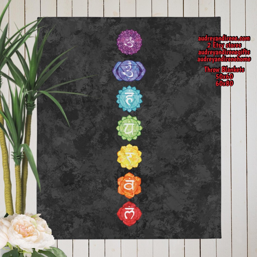 Chic Black Chakras Energy Healing Throw Blanket - Etsy
