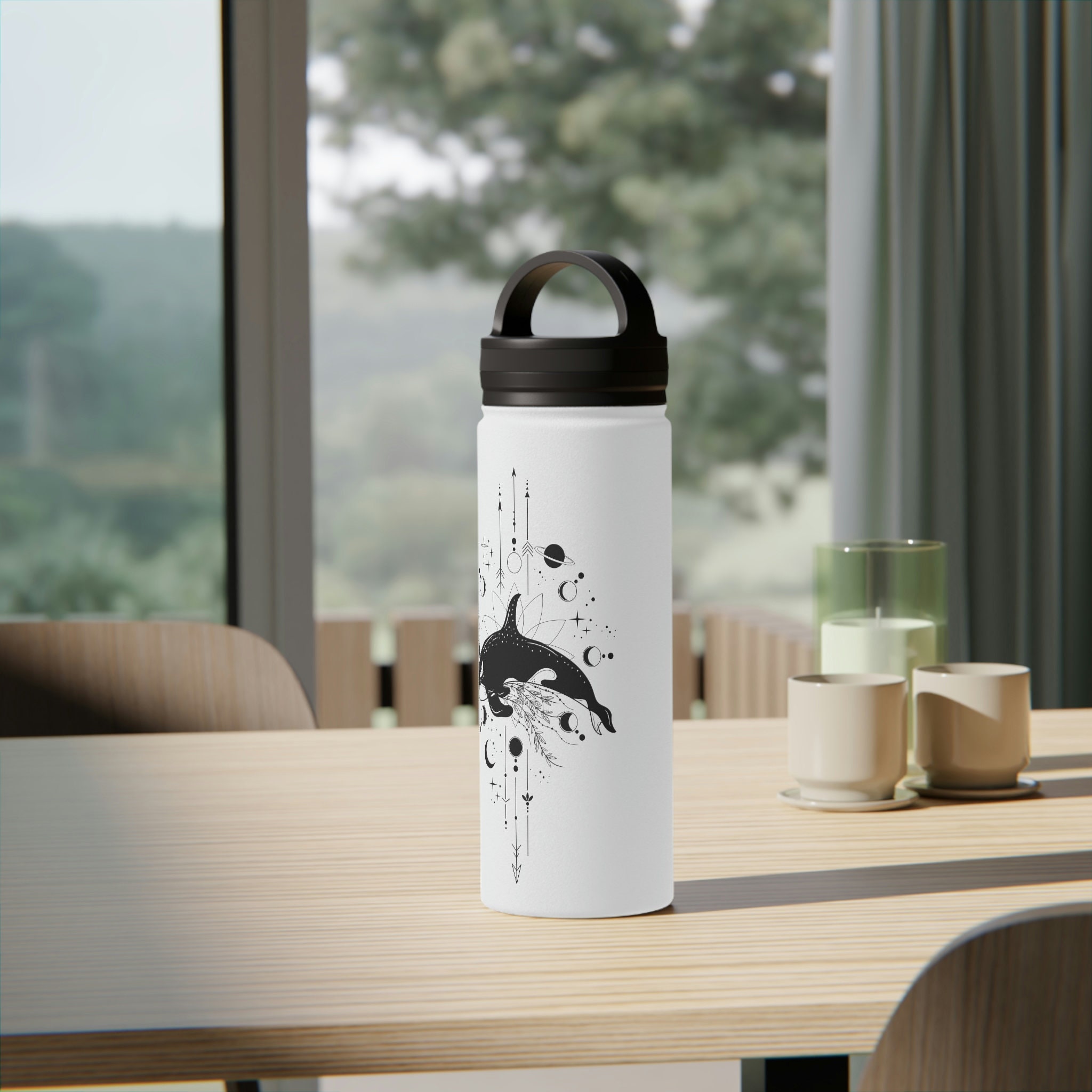 Mystical Orca Whale Stainless Steel Water Bottle, Handle Lid - Etsy
