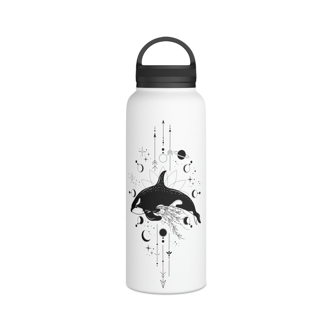 Mystical Orca Whale Stainless Steel Water Bottle, Handle Lid - Etsy