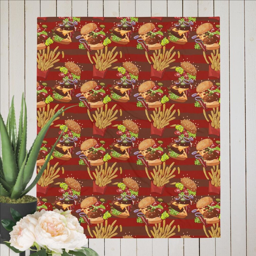 Fun Food Burgers & Fries Throw Blanket - Etsy