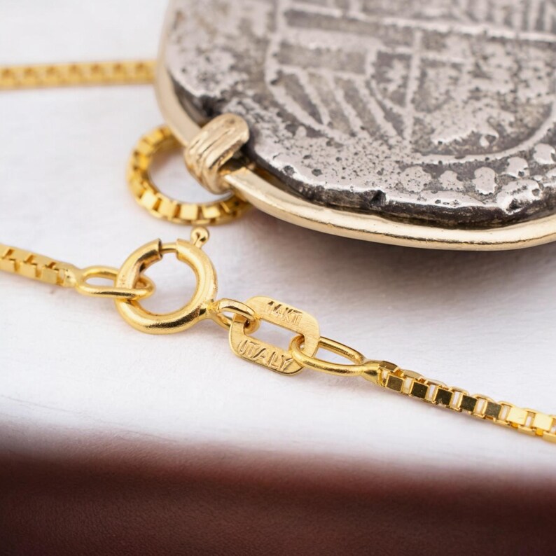 Antique Shipwreck Silver Coin Pendant: 14K Gold Bezel, Box Chain - Etsy