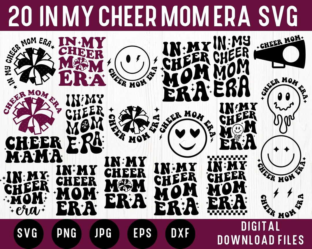 In My Cheer Mom Era Svg Bundle 20 Design Cheer Mama Era Svg Cheerleader Cheer Mom Shirt Svg ...