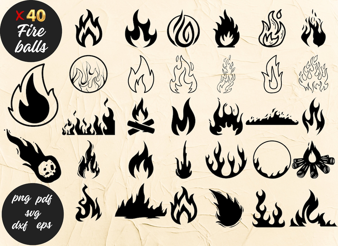 Fireballs Svg Bundle, 40 Design, Flame Clipart, Comet Png, Meteor Dxf ...