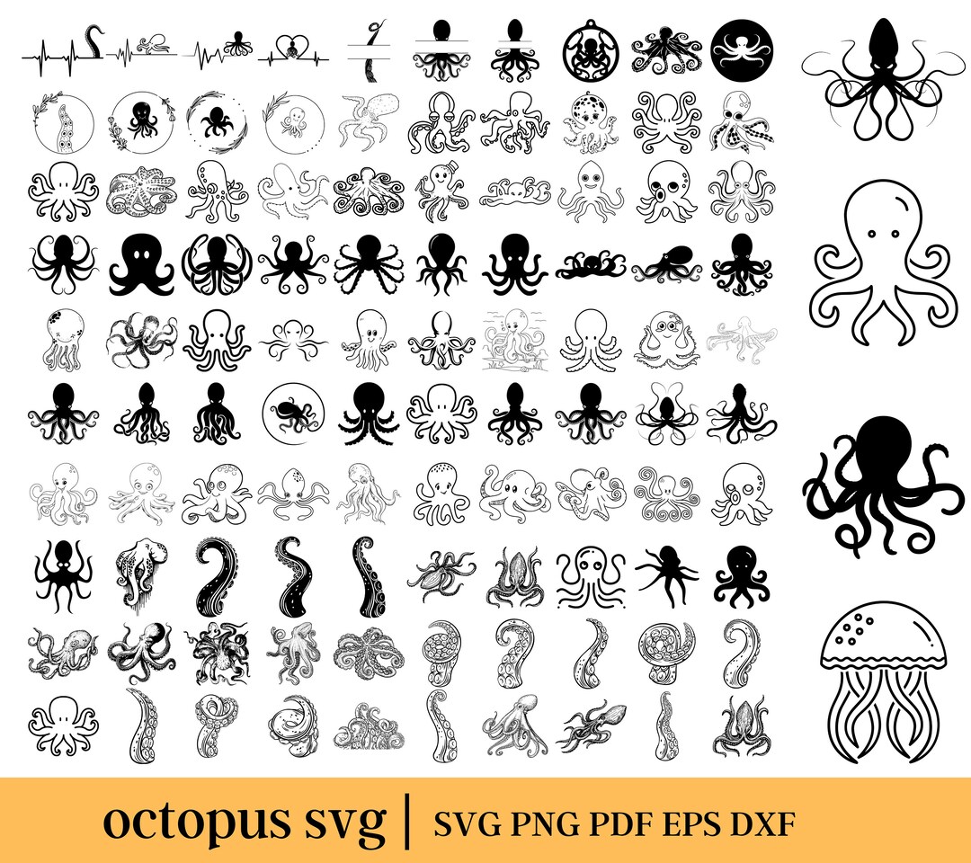 Octopus Svg Bundle, 108 Design, Octopus Png Bundle, Octopus Clipart ...