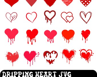 Dripping Heart Svg, Valentines Day Svg, Hearts Svg, Melting Heart Cut ...