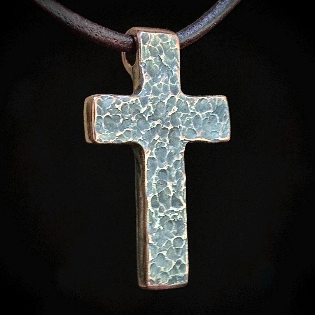 Copper Hammered Finish CROSS PENDANT. Made in America. Hand Forged in ...