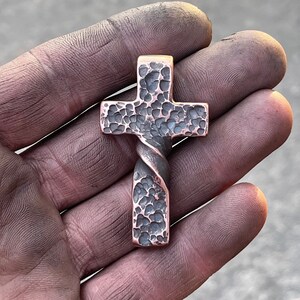 Copper Hammered Twist CROSS PENDANT. Made in America. Hand Forged in ...