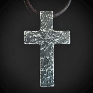 100% Pure Silver CROSS PENDANT Hammered Finish. Made in America. Hand ...