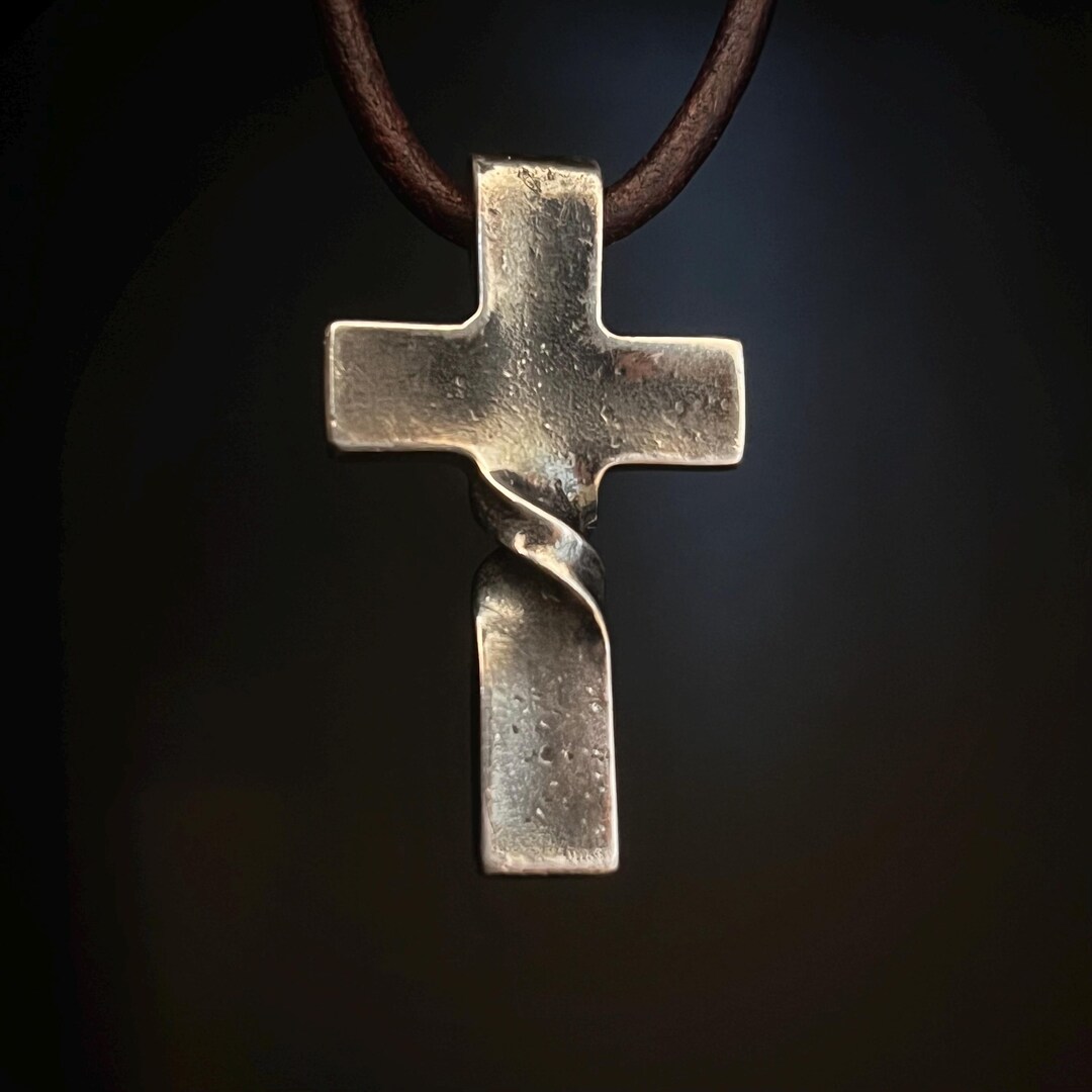 100% Pure Silver Twisted CROSS PENDANT. Made in America. Hand Forged in ...