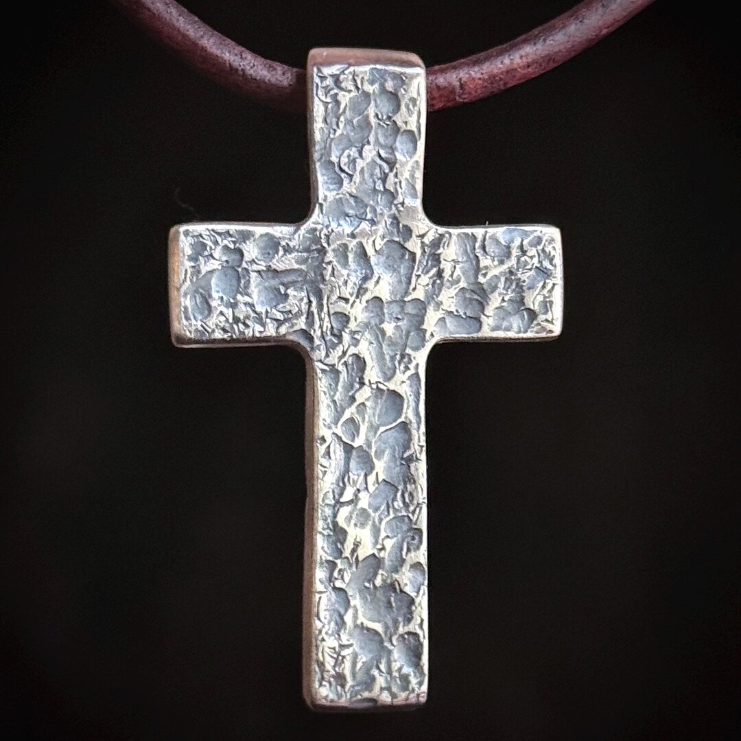 100% Pure Silver CROSS PENDANT Hammered Finish. Made in America. Hand ...