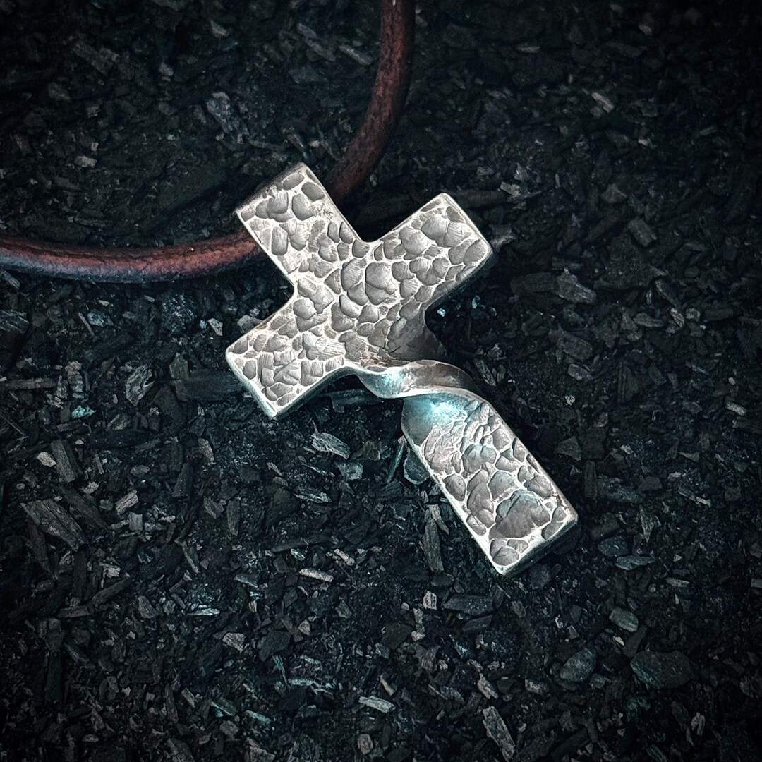 100% Pure Silver Twist CROSS PENDANT Hammered Finish. Made in America ...