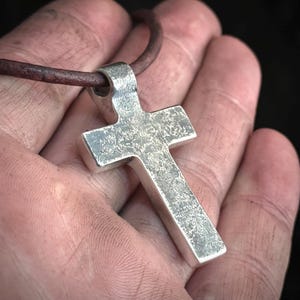100% Pure Silver CROSS PENDANT Hammered Finish. Made in America. Hand ...