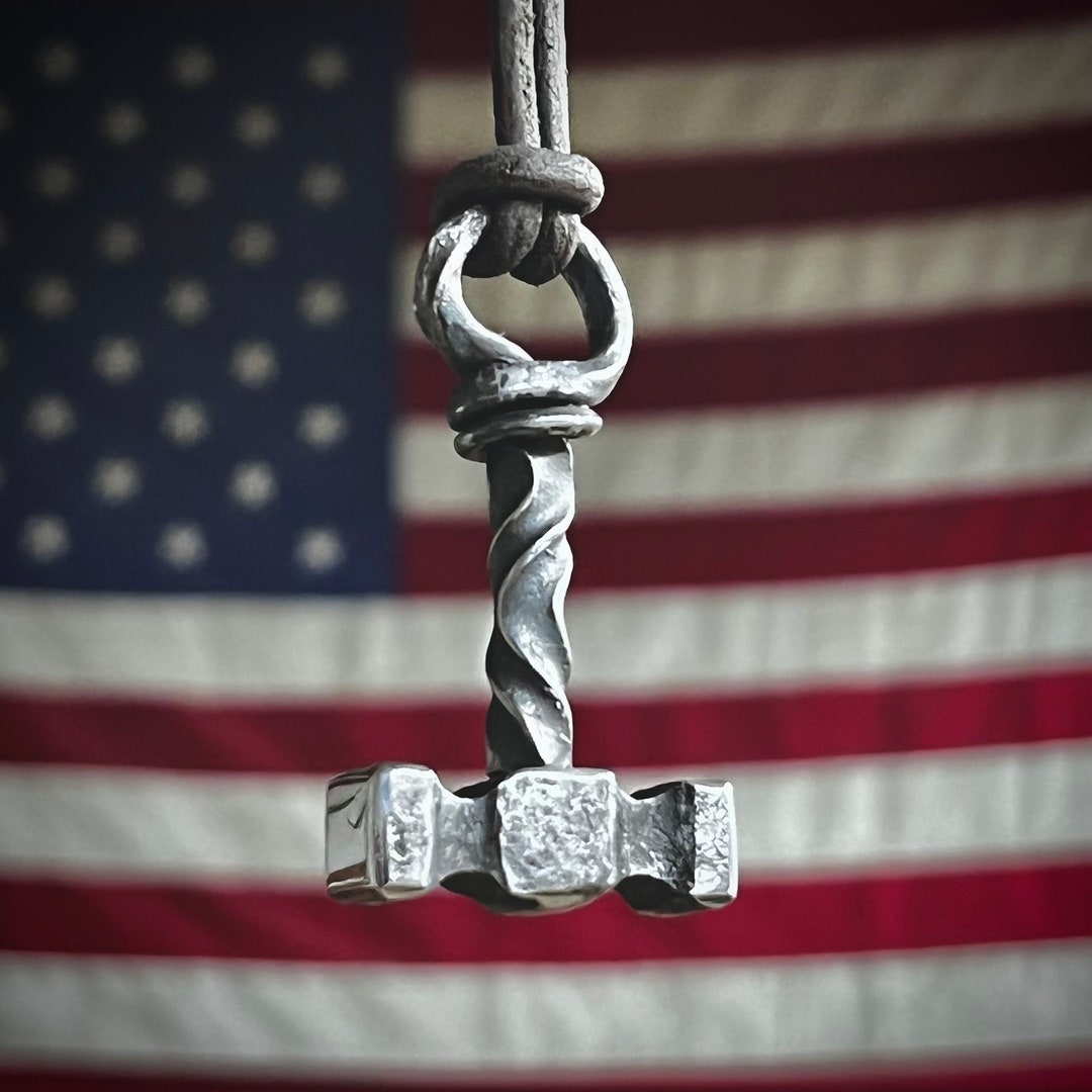 Thors Hammer, Mjölnir Pendant. Steel. Hand Made in Montana. Viking, Norse, Gift, Necklace ...