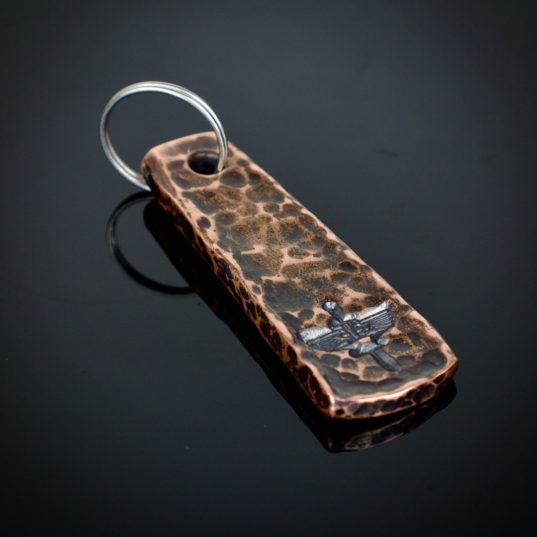 Hammered Copper Keychain Stamped With Valkyrie Steel Logo. Forged in ...