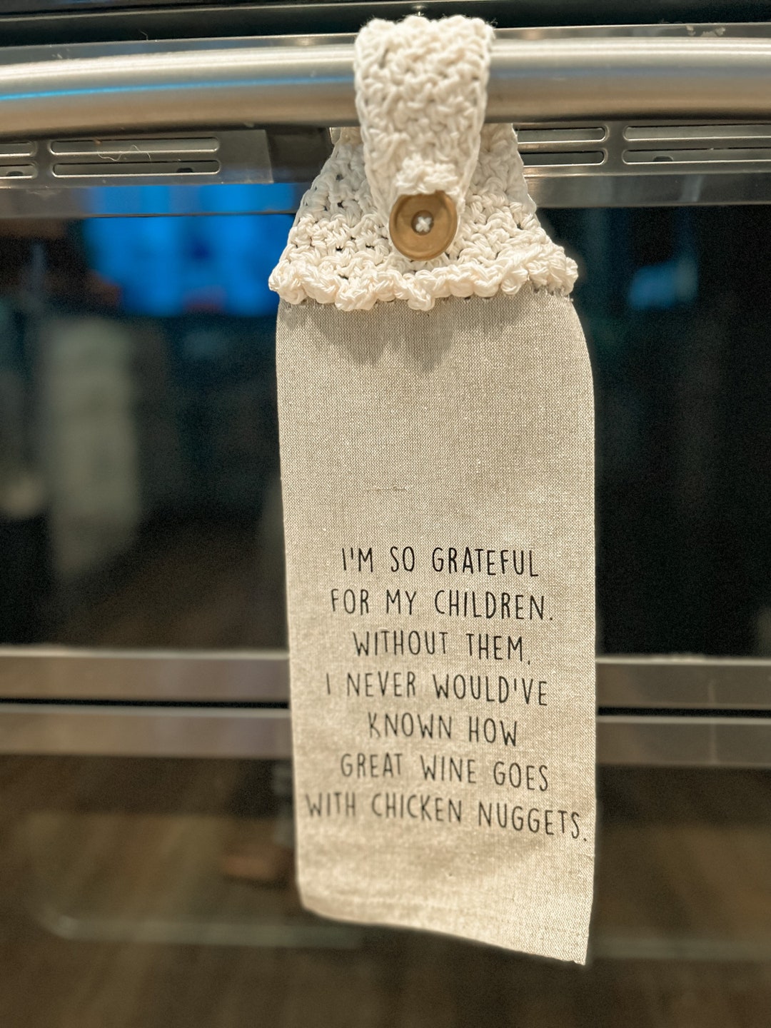 Crochet Hanging Dishcloth “wine With Chicken Nuggets” - Etsy