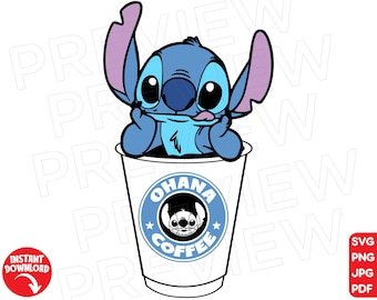 Stitch Coffee Svg - Etsy
