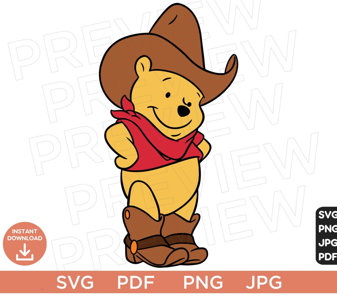Winnie Pooh Cowboy SVG PNG Pooh Svg Bear Svg clipart - Etsy México