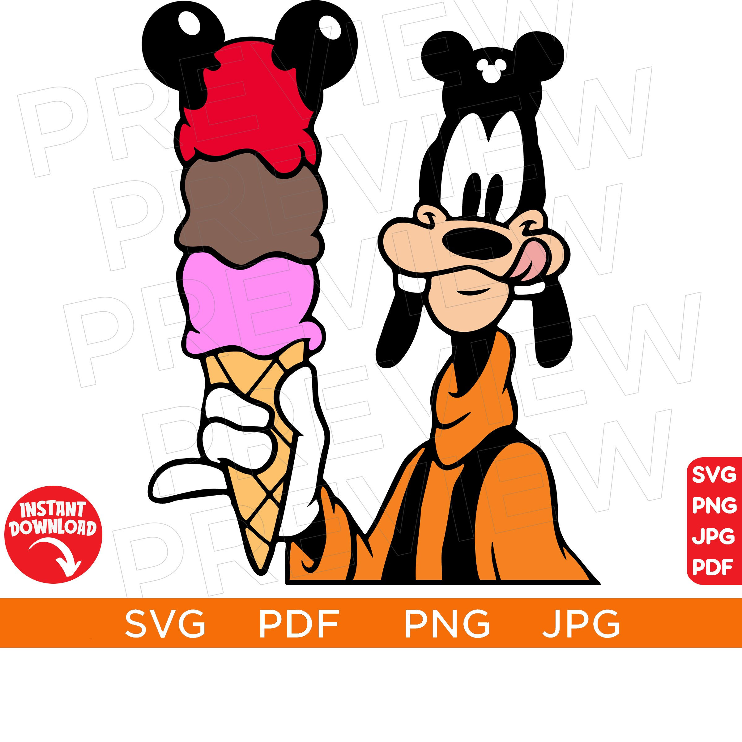 Goofy Ice Cream Vector Svg Goofy Ears SVG Mouse Disneyland - Etsy España
