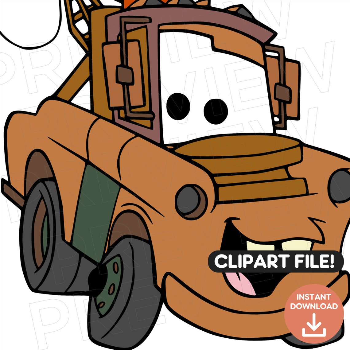 Tow Mater Vector Svg Cars SVG Lightning Mcqueen Svg Clipart - Etsy Norway