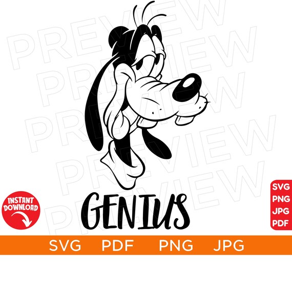 Genius Goofy Vector Svg Goofy Ears SVG Mouse Png Disneyland - Etsy ...