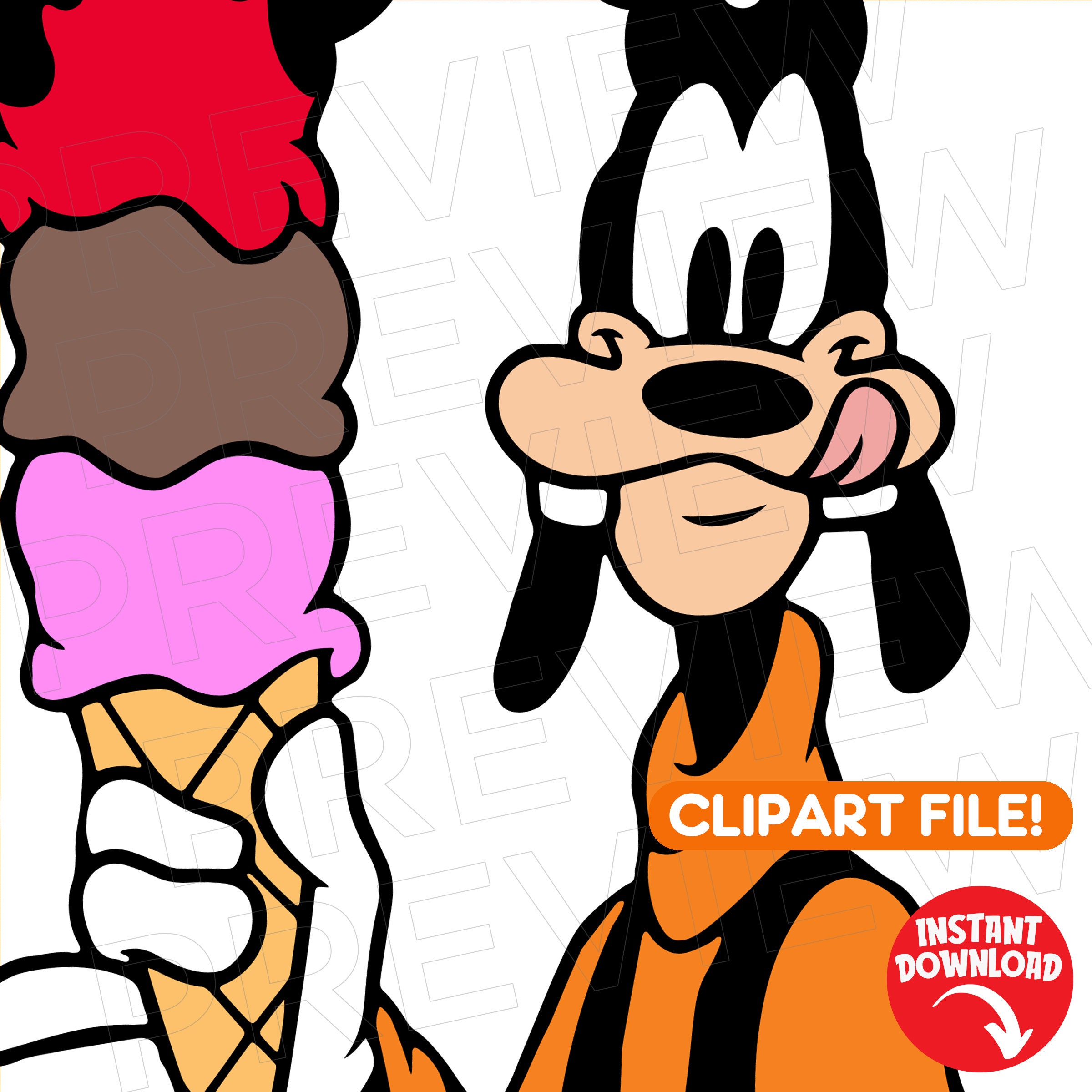 Goofy Ice Cream Vector Svg Goofy Ears SVG Mouse Disneyland - Etsy España