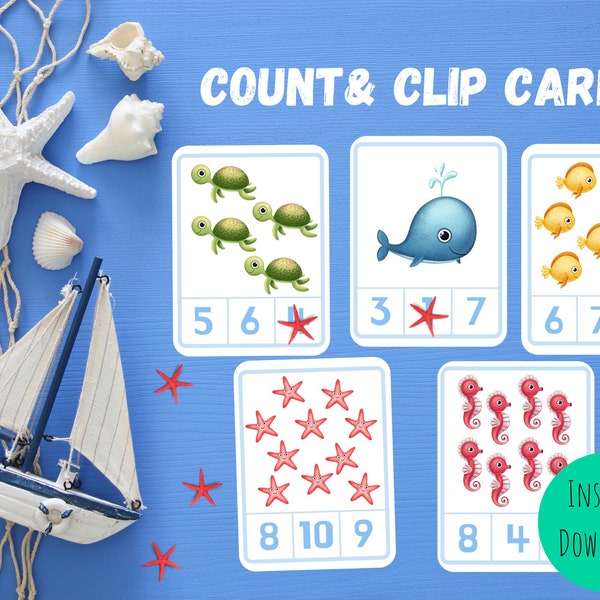 Count and Clip Cards - Etsy