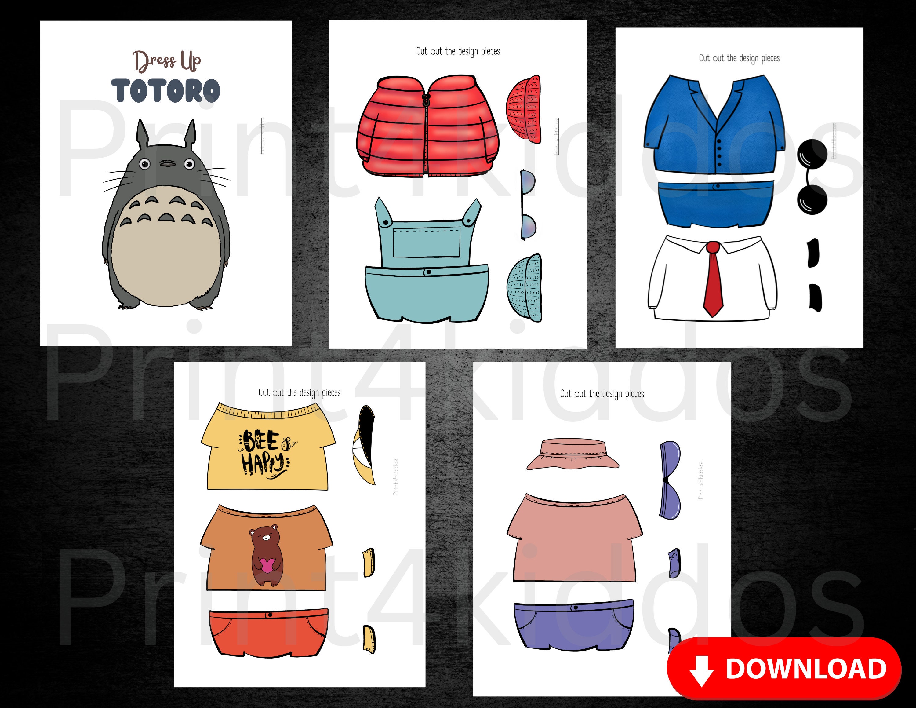 Totoro, Dress up Totoro, Cut and Paste, Cutting Skills, Family Fun ...