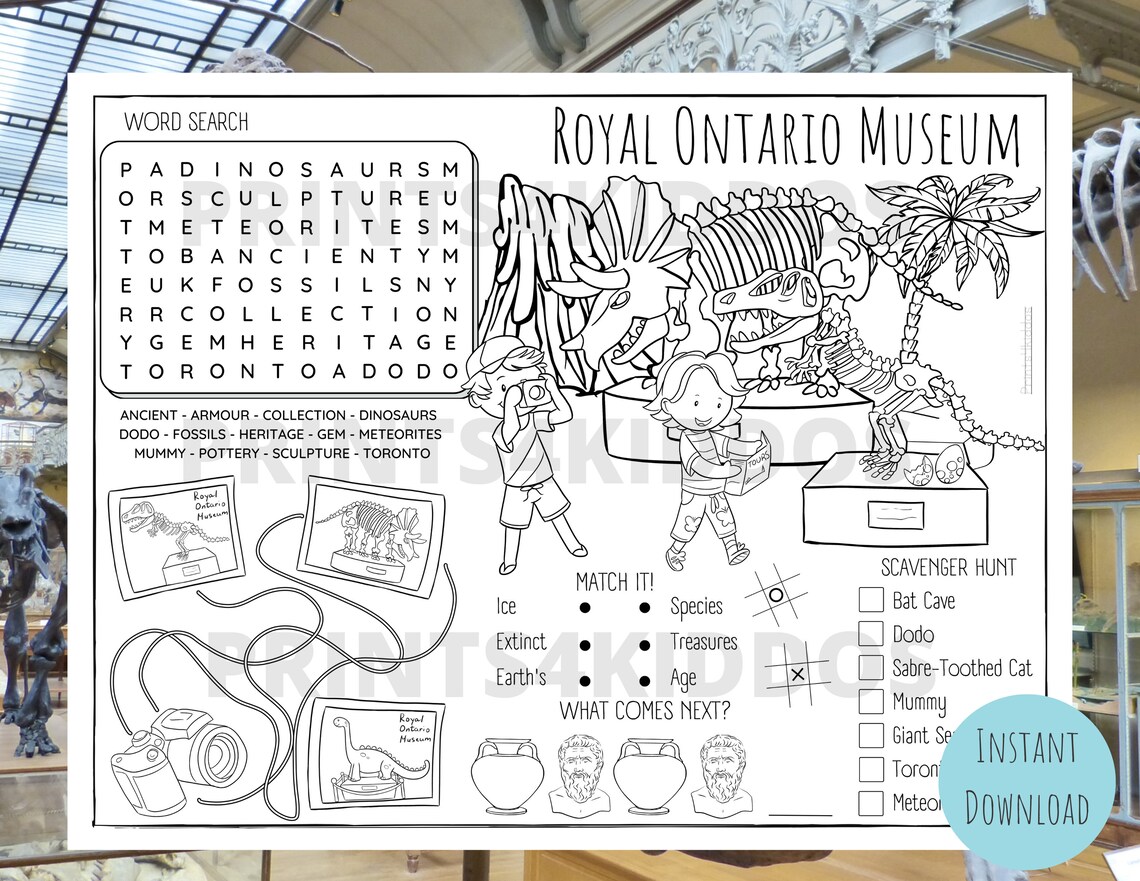 Royal Ontario Museum, Toronto, Coloring Placemat, Activity & Coloring ...