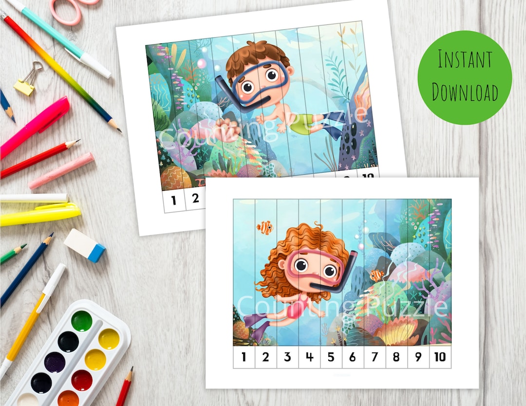 Ocean Number Sequence Puzzle Preschool Kids Instant - Etsy