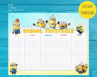 Pdf School Timetable - Etsy