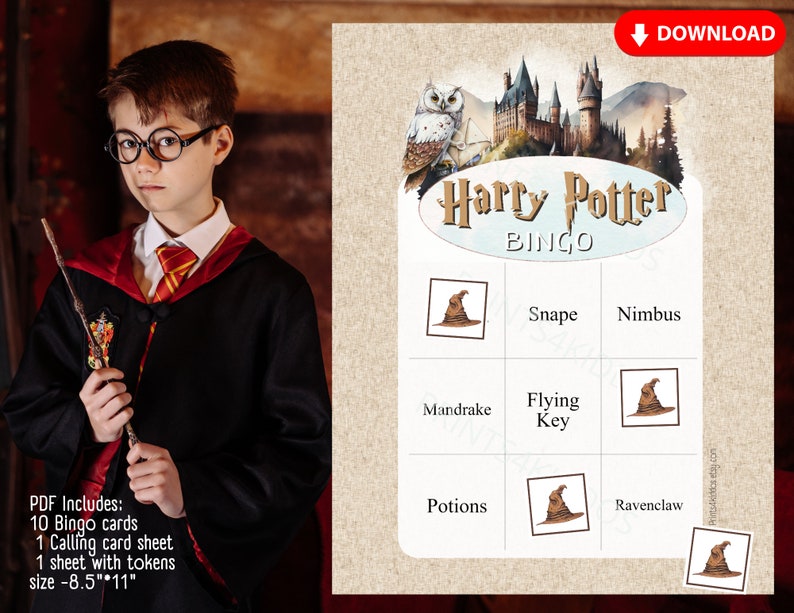 Harry Potter Bingo Printable Board Game Wizard Party - Etsy México