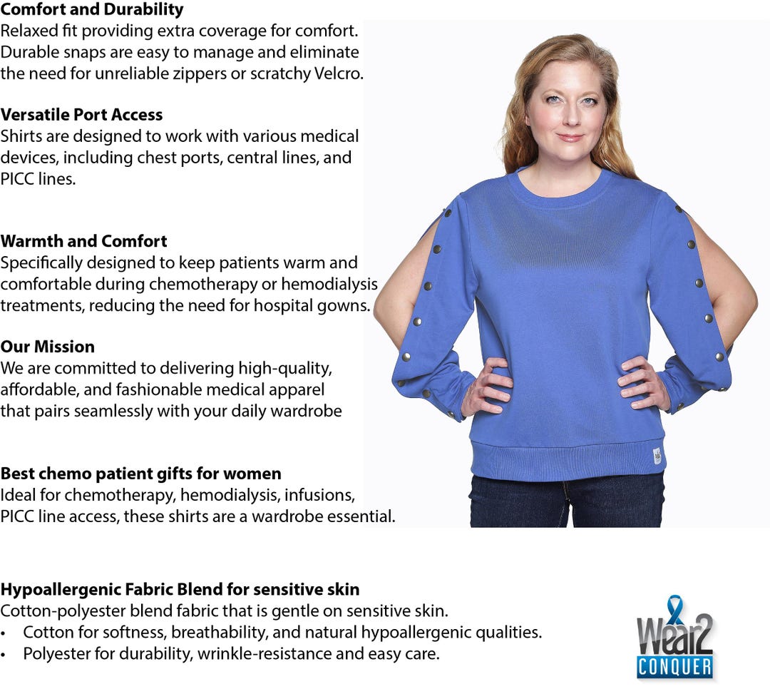 Arm Port Access Sweatshirt: Dialysis, Chemotherapy, Infusion Clothing ...