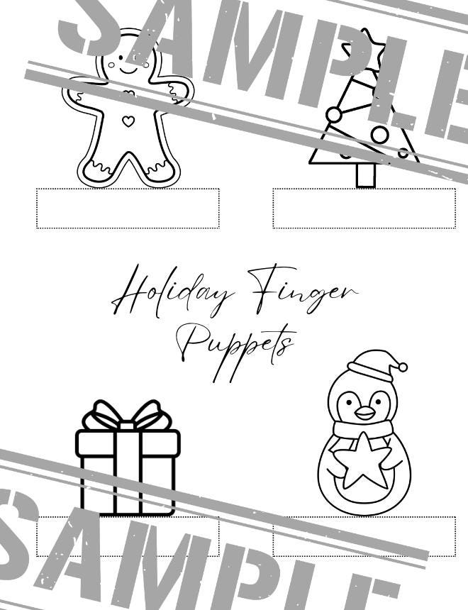 Printable Christmas Finger Puppets - Fun Coloring - Etsy