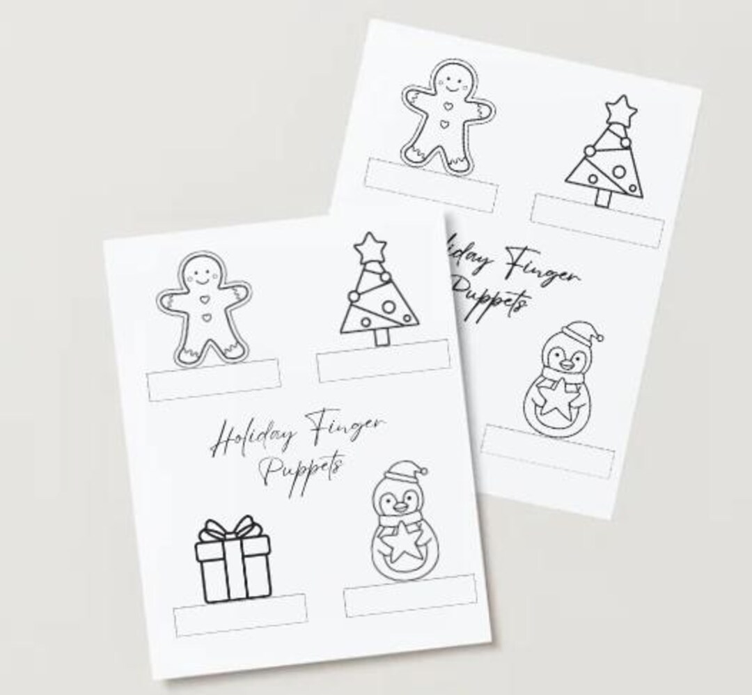 Printable Christmas Finger Puppets - Fun Coloring - Etsy