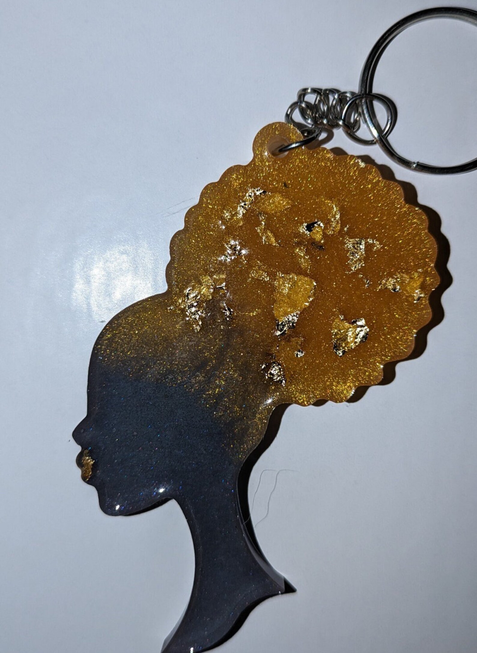 Golden Afro Puff Keychain - Etsy