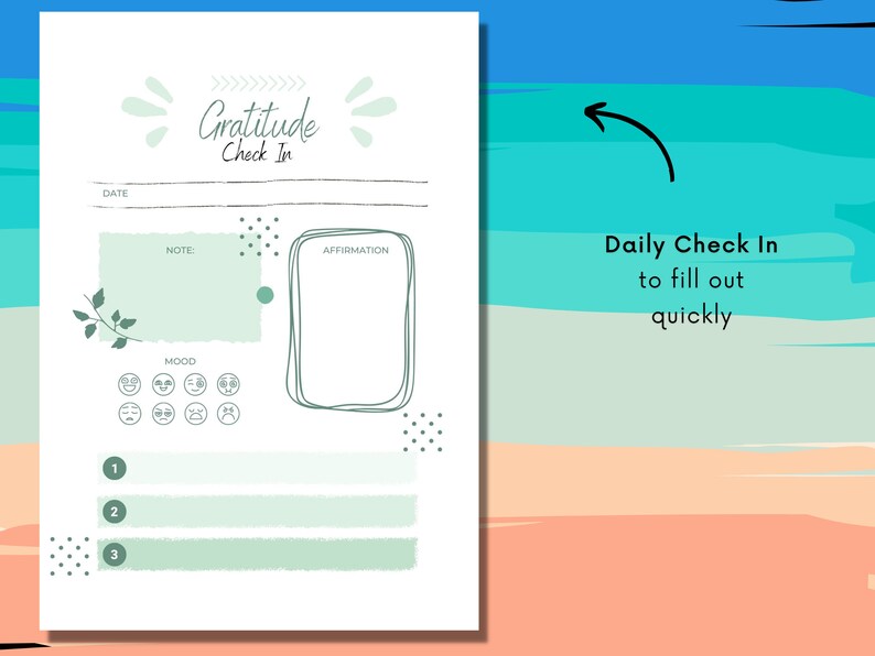 Gratitude Journal Printable: Daily Gratitude Check in and Deep - Etsy