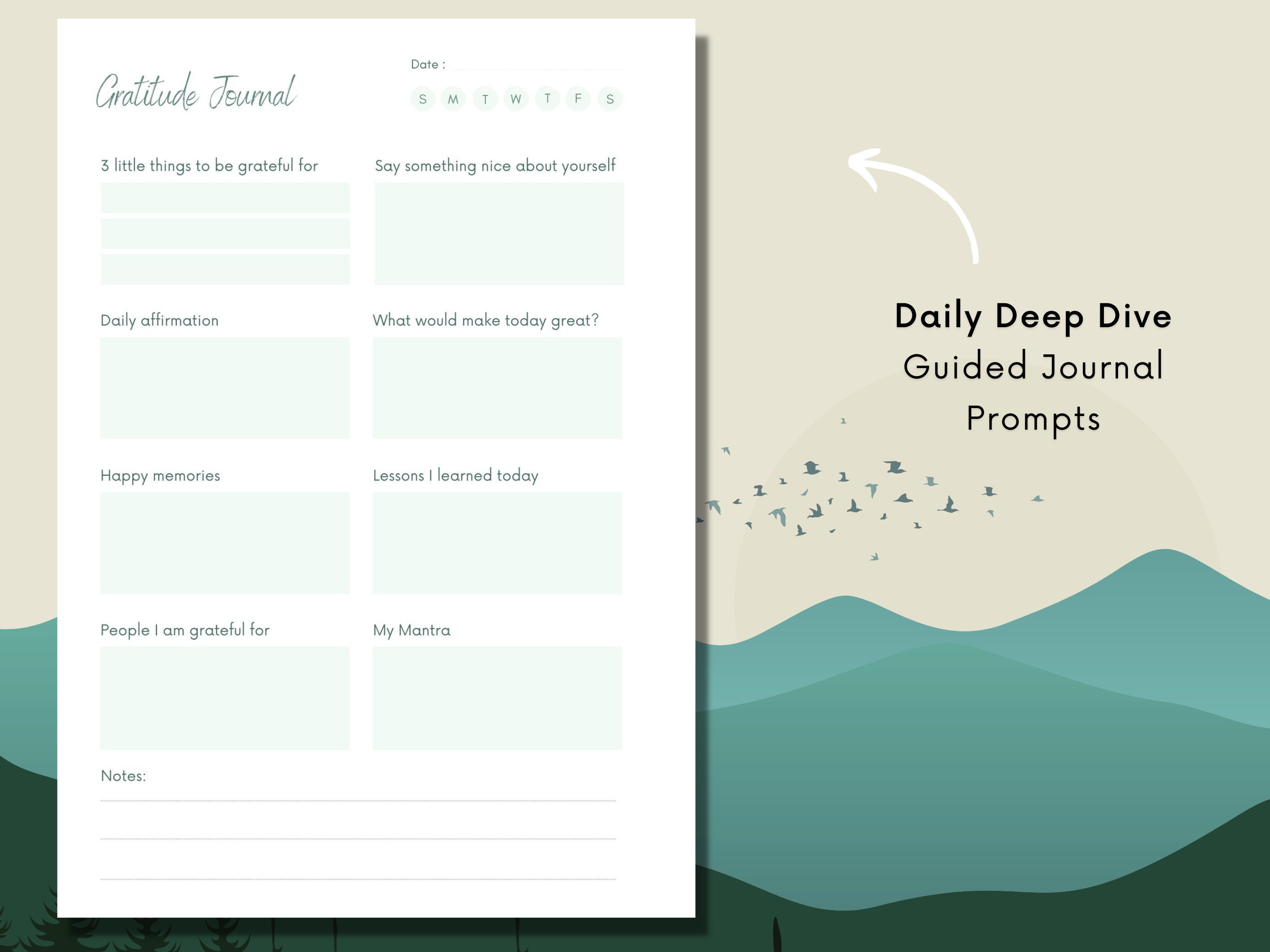 Gratitude Journal Printable With Prompt: Daily Gratitude Check in and ...