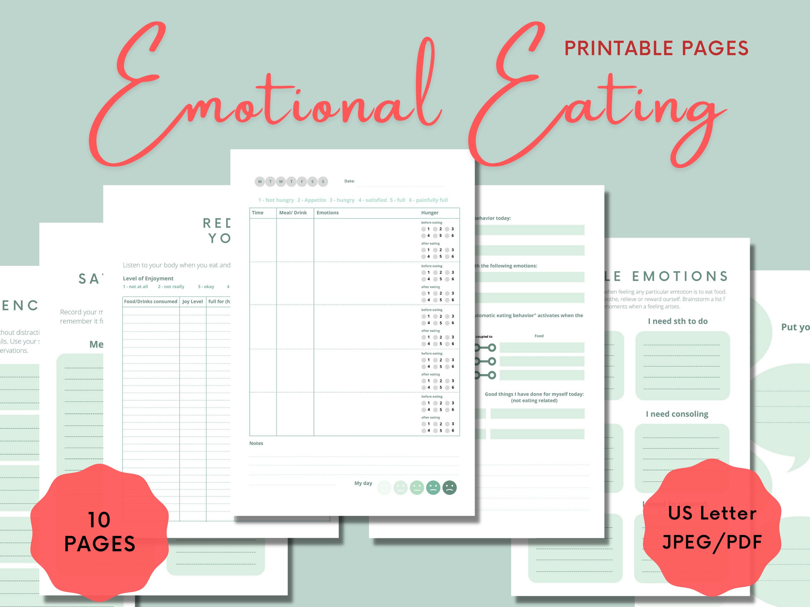 Emotional Eating Journal: Emotional Eat Tracker /printable Pages / Food ...