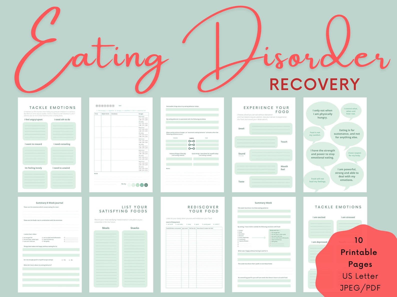 Eat Disorder Recovery Journal/ Recover From Your Eating Disorder With ...