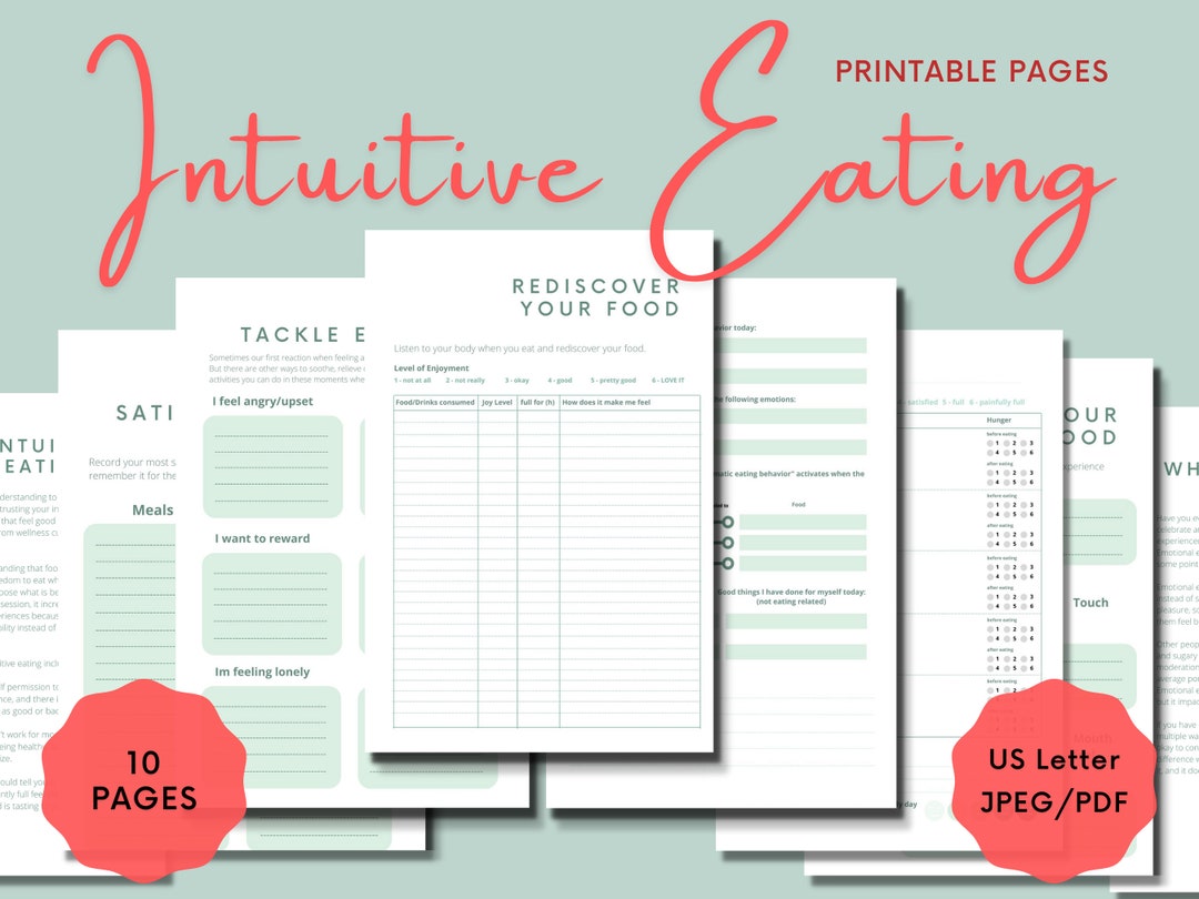 Intuitive Eating Journal: Printable Pages for Practice an Intuitive ...