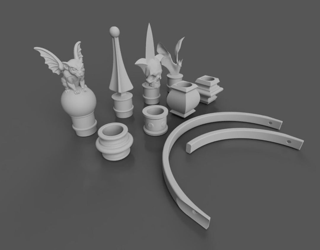 Fence Finial - Full Collection - Halloween, Haunted House - 3d ...
