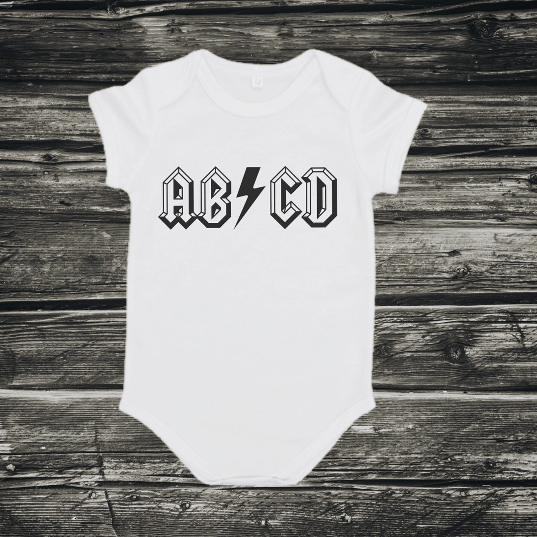 AB/CD Baby Bodysuit, ACDC Rock 'n Roll Baby, Punk Baby, Rock Baby ...